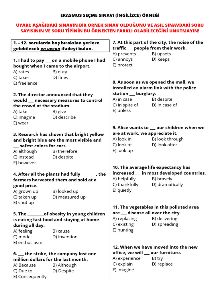 Erasmus Ornek Sinav | PDF