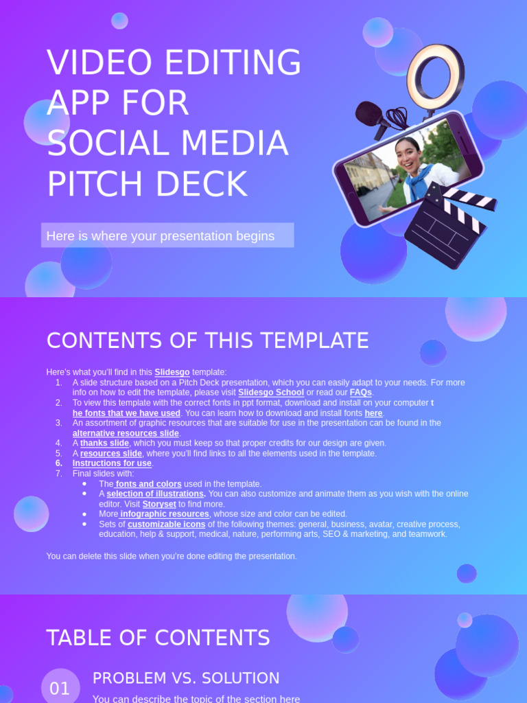 Video Editing App For Social Media Pitch Deck | PDF
