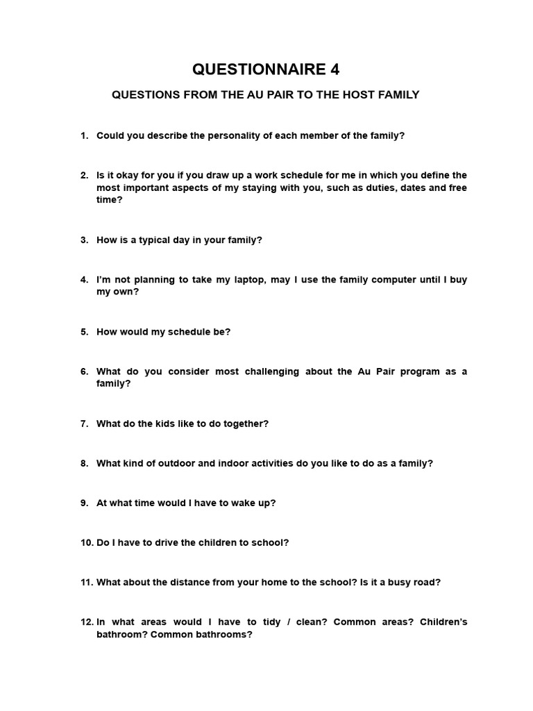 Questionnaire 3 - Family Interview (ORIGINAL) | PDF
