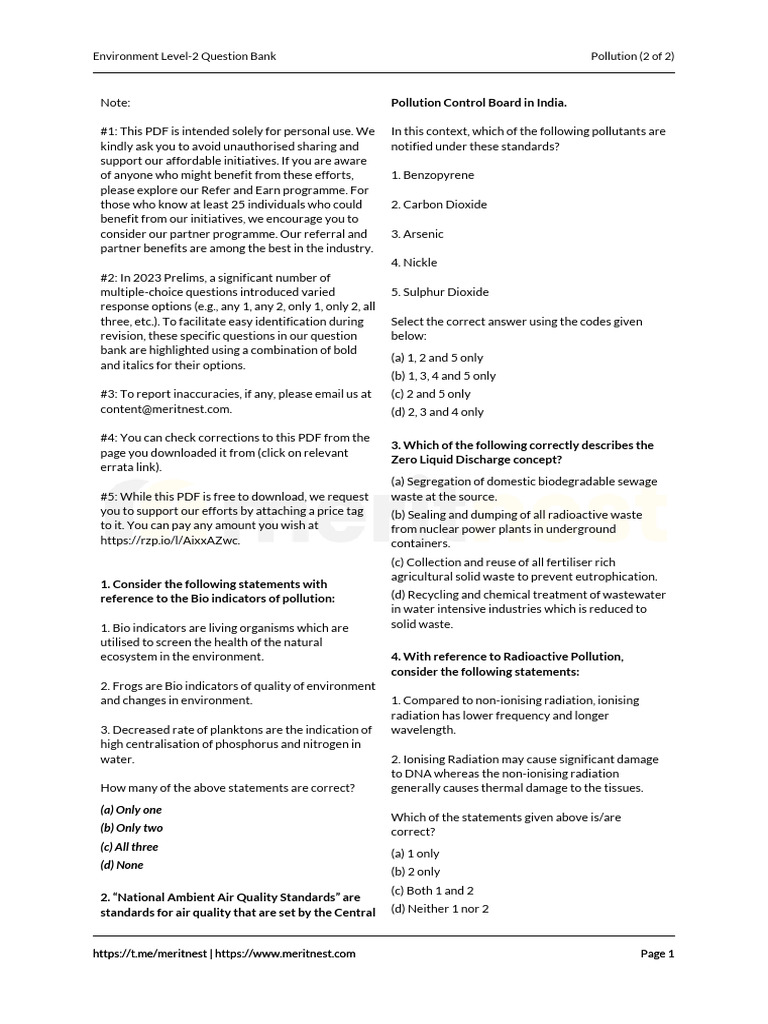 Pollution Level-2 Question Bank | PDF | Chlorofluorocarbon ...