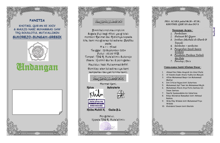 Undangan Khotmil Quran Baru (KORCAM[1] Salinan | PDF