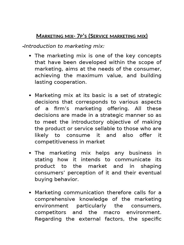 Marketing Mix Project Ms | PDF