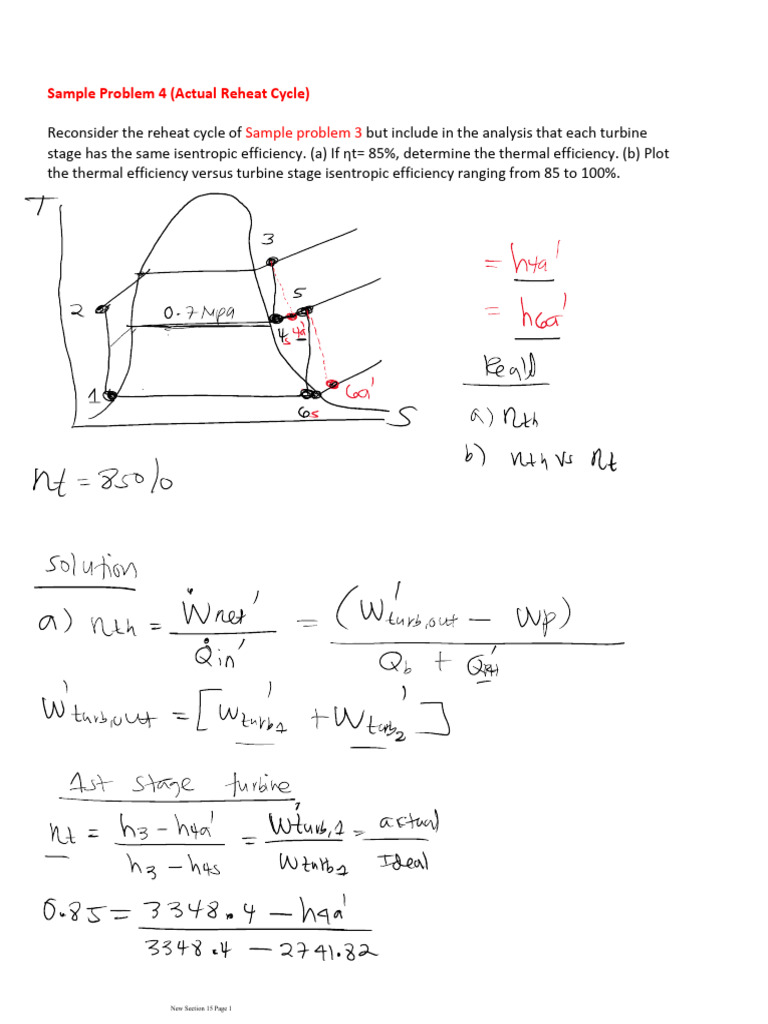 Sample Problem 4 (Reheat Cycle) Part 2 | PDF