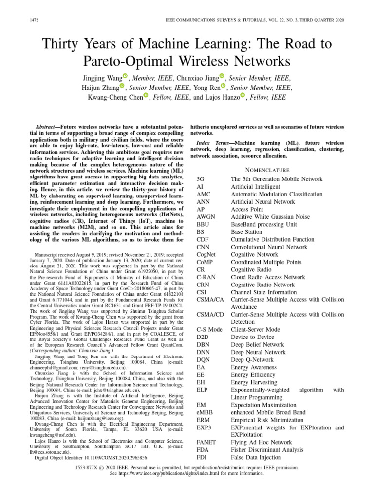 Wang 等 - 2020 - Thirty Years of Machine Learning The Road to Pare | PDF