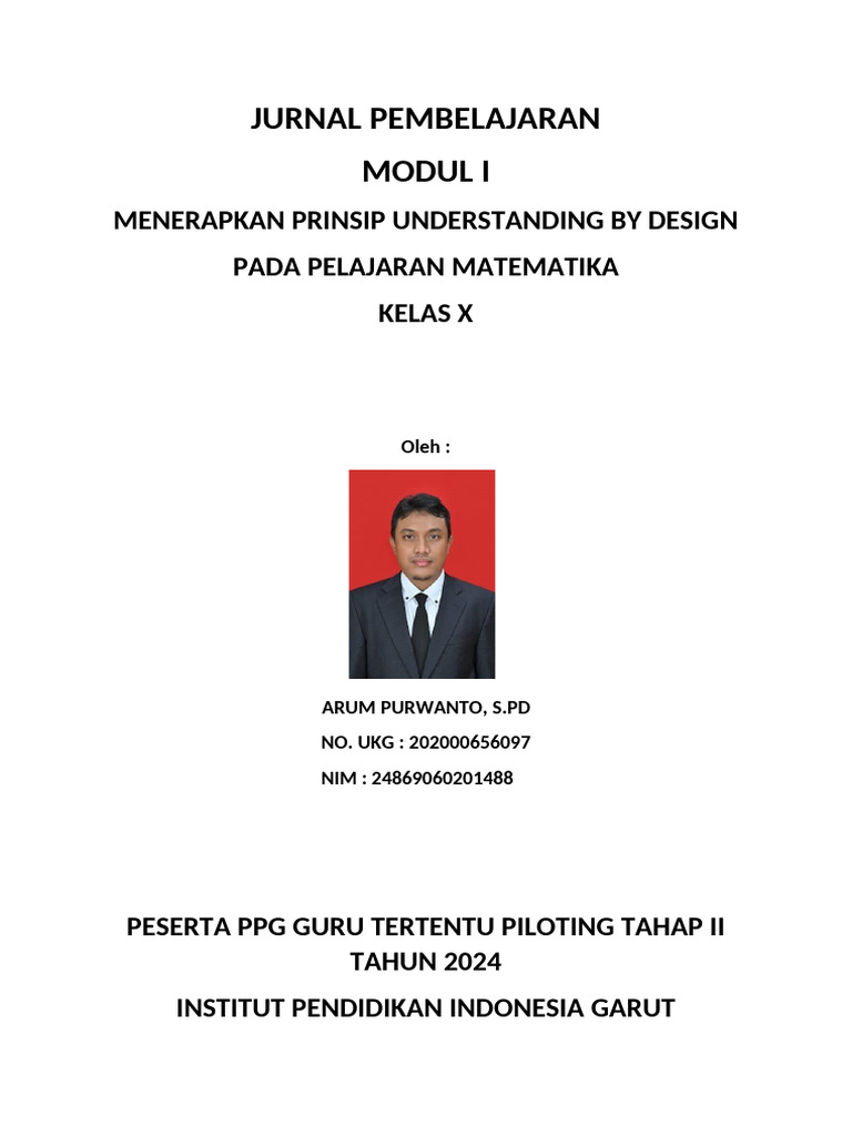 JURNAL PEMBELAJARAN MODUL 1 MENERAPKAN PRINSIP UNDERSTANDING BY DESIGN (UbD) | PDF