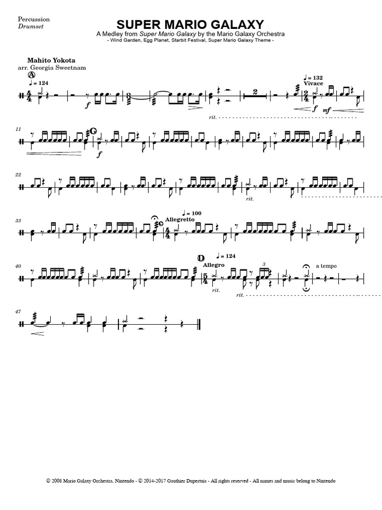 Super Mario Conducting Arrangement-Percussion - (Drumset) | PDF