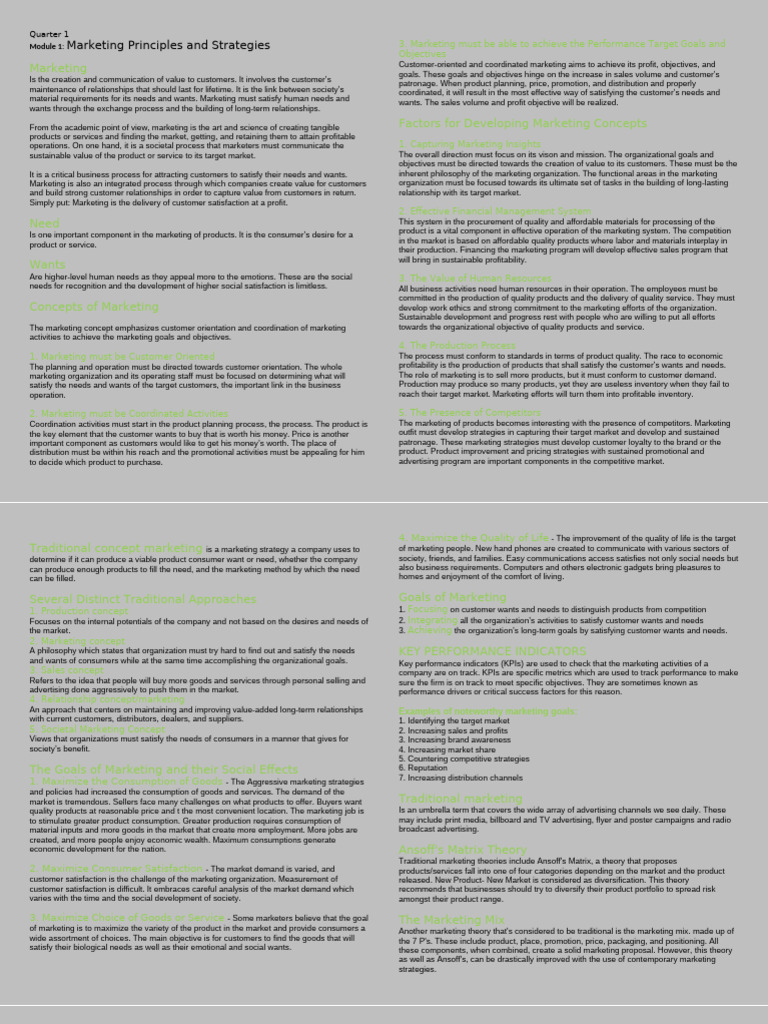 PRINCIPLES OF MARKETING NOTES | PDF