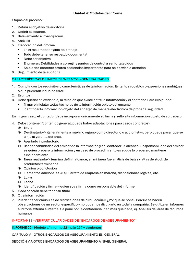 Unidad 4 - Modelos de Informe | PDF