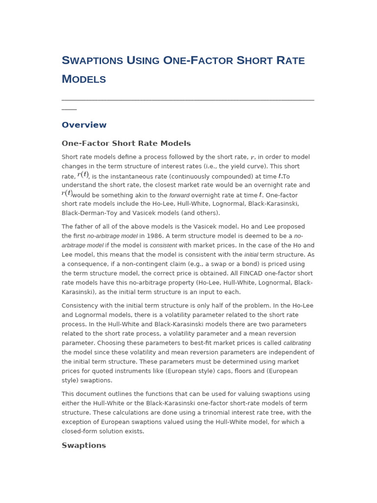 Swaptions Using One | PDF