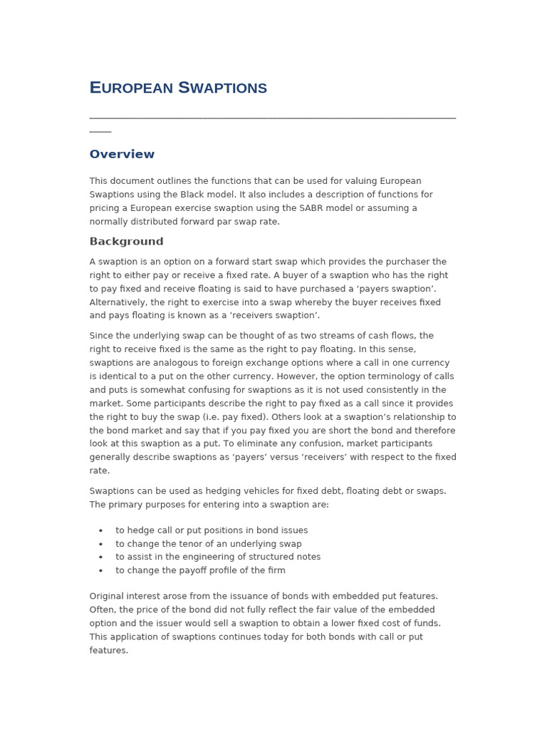 European Swaptions | PDF