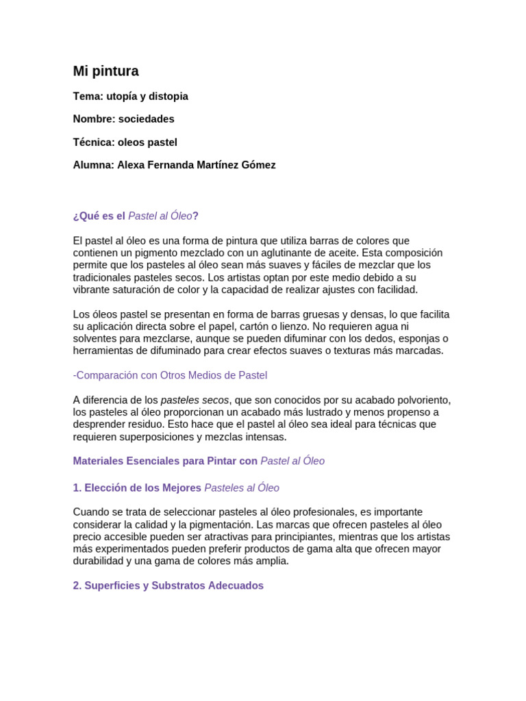 Mi Pintura: Tema: Utopía y Distopia Nombre: Sociedades Técnica: Oleos ...