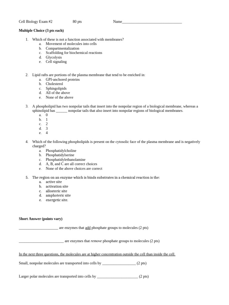 Bio210 Practice Exam2 | PDF