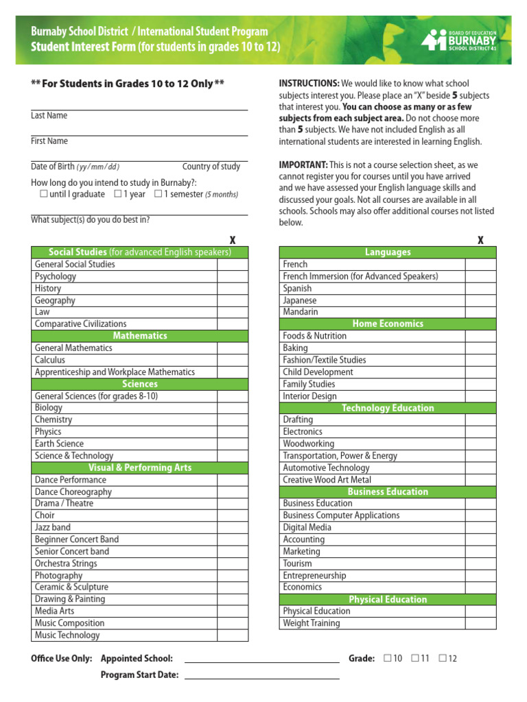 BSD ISP English Interest Form | PDF