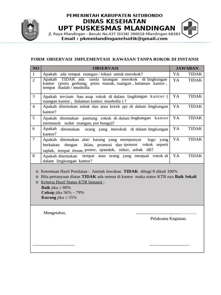 Form KTR Sekolah Mlandingan | PDF