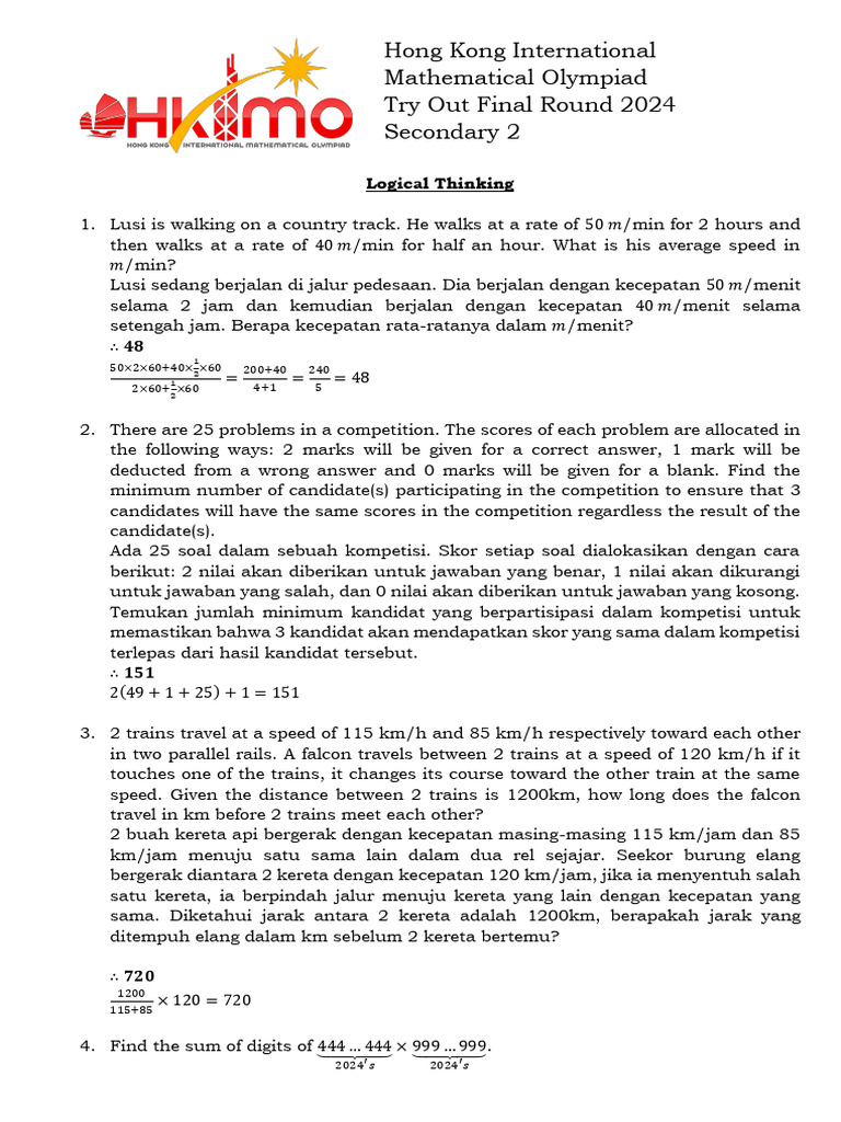 HKIMO Final 2024 S2 Try Out 02 Pembahasan | PDF
