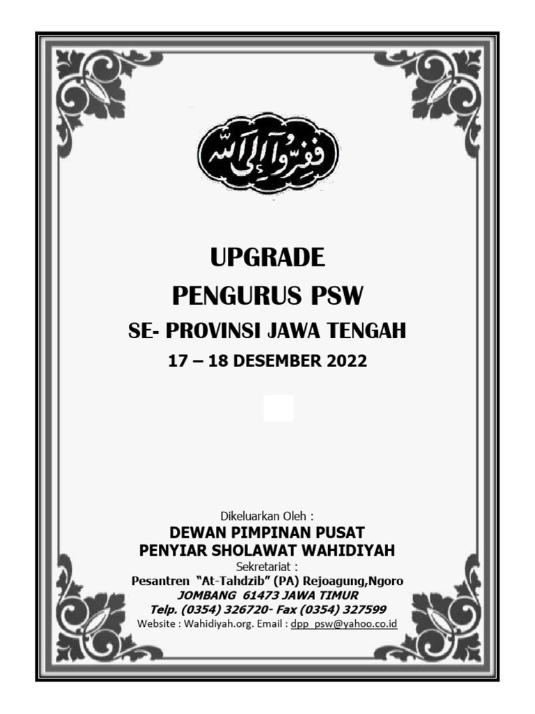 Buku Materi Upgrading Pengurus PSW Se - Jateng (17 - 18 Des 2022 Wonogiri) | PDF