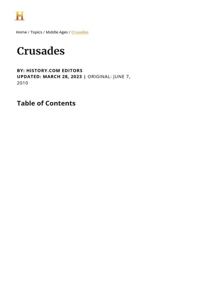 The Crusades - Definition, Religious Wars & Facts - HISTORY | PDF