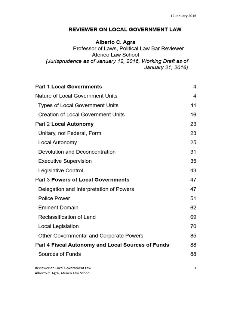 REVIEWER ON LOCAL GOVERNMENT LAW | PDF
