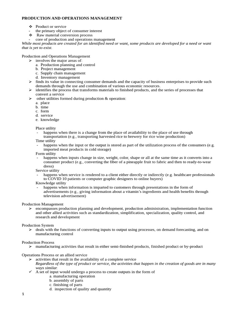 Production and Operations Management Guide | PDF | Operations ...