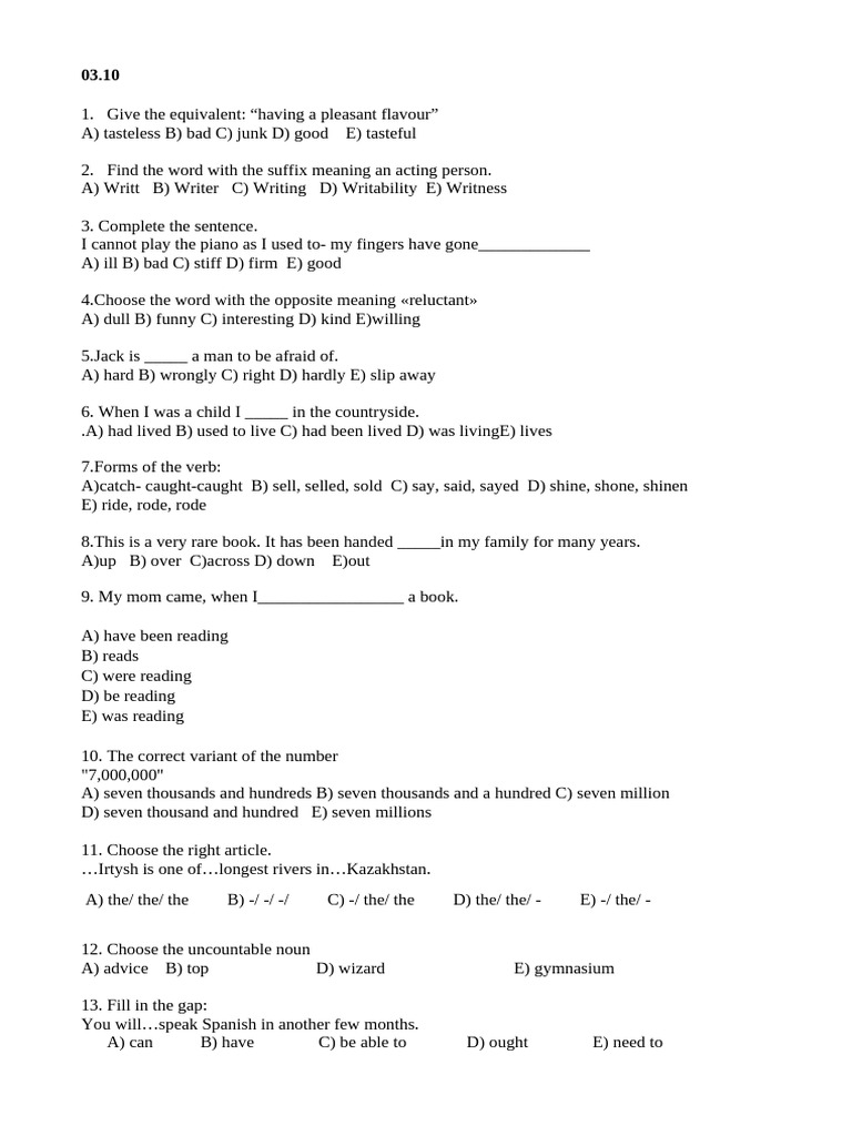 8 English Test | PDF