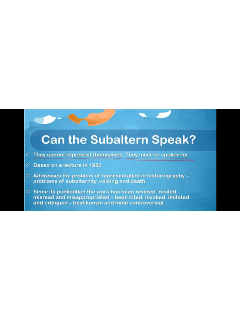 Can The Subaltern Speak | PDF