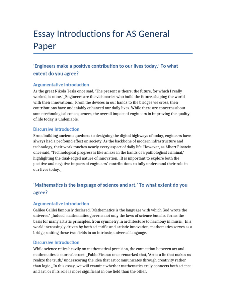 Examples of Introductions EGP-AS Level | PDF