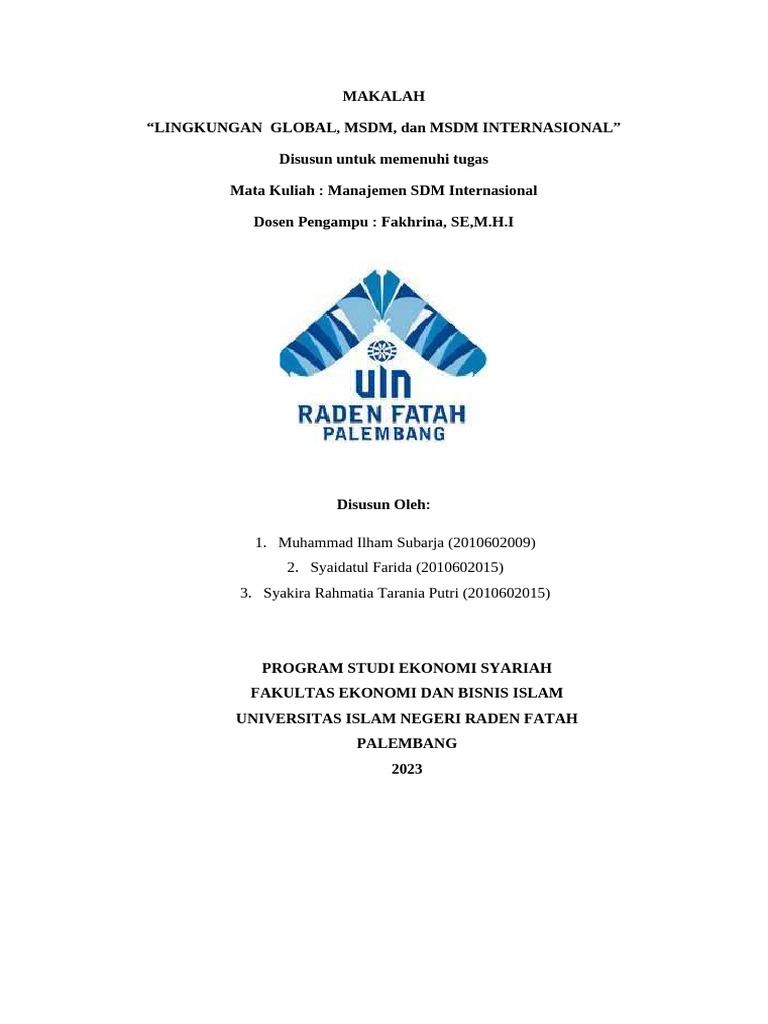 LINGKUNGAN GLOBAL, MSDM Dan MSDM INTERNASIONAL. KLPK 1 - 1 | PDF
