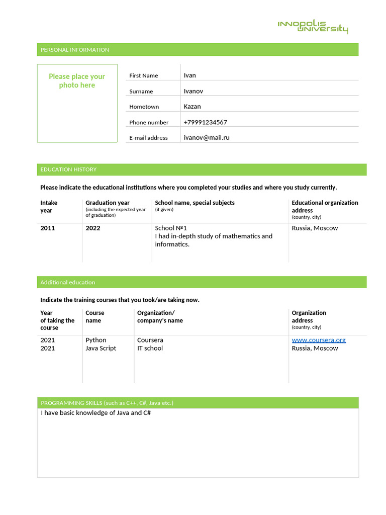 CV Template | PDF