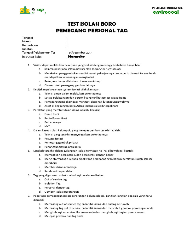 Teori Test SIS Boro | PDF