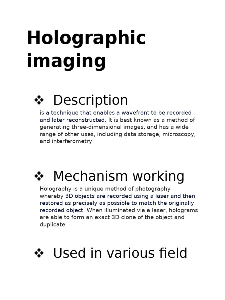 Holographic Imaging | PDF