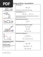 Work and Energy - Formula Sheet | PDF | Force | Potential Energy