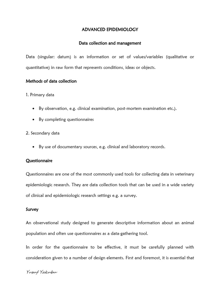 Data Collection and Management | PDF