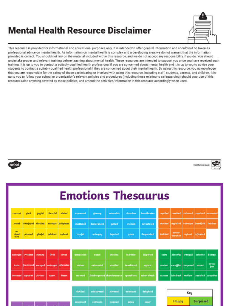 Color Emotions Vocabulary Thesaurus Poster | PDF