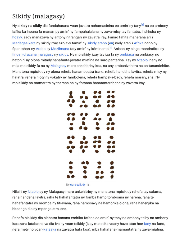 Sikidy (Malagasy) - Wikipedia | PDF
