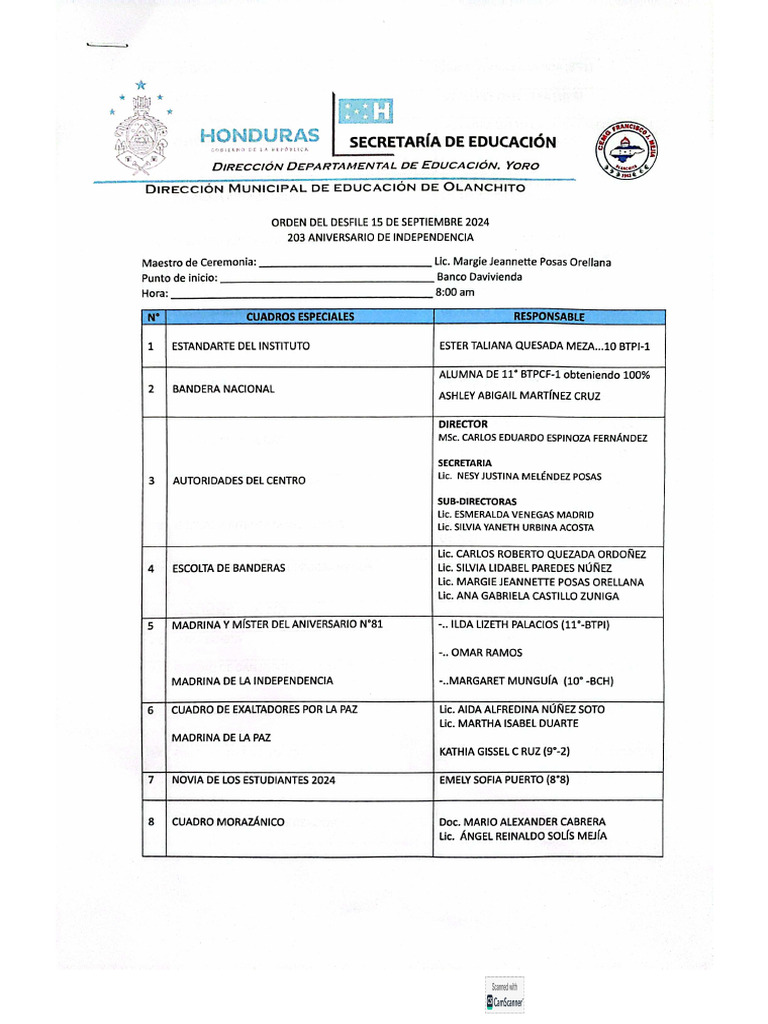 Orden Del Desfile 2024 Pdf