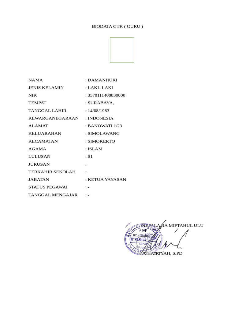 Buku Induk Biodata Siswa Pdf