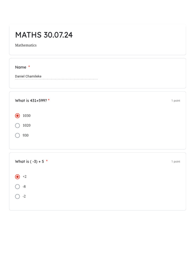 MATHS JUNE - Google Forms | PDF