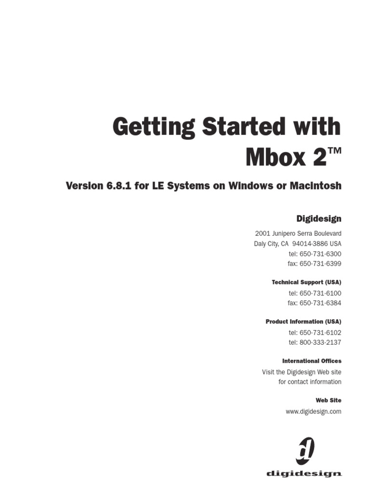 Getting Started Mbox 2 | PDF