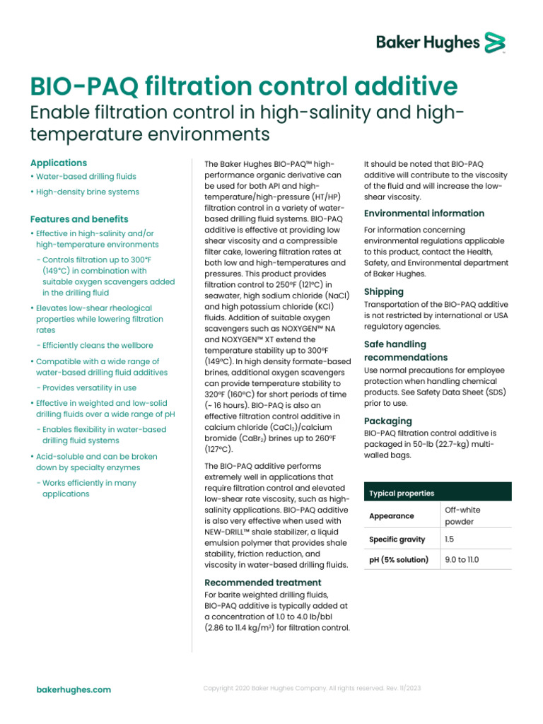 RB Bio Paq Filtration Control Pds | PDF | Sodium Chloride | Sodium