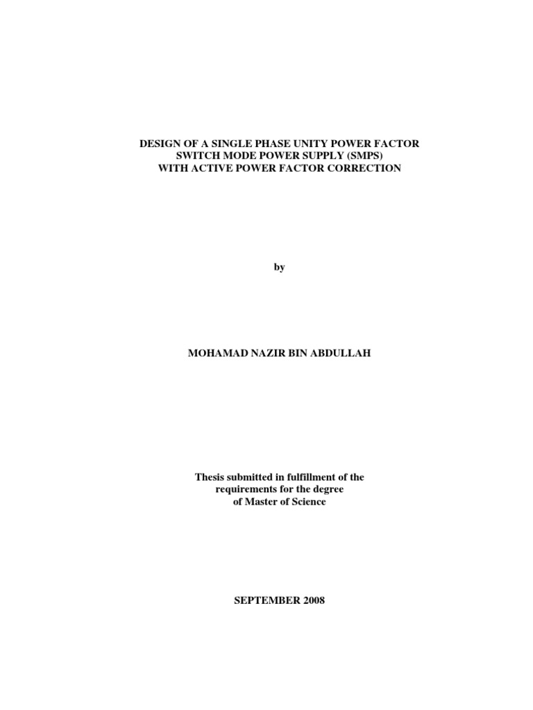 Design Of A Single Phase Unity Power Factor Pdf Rectifier Power Supply