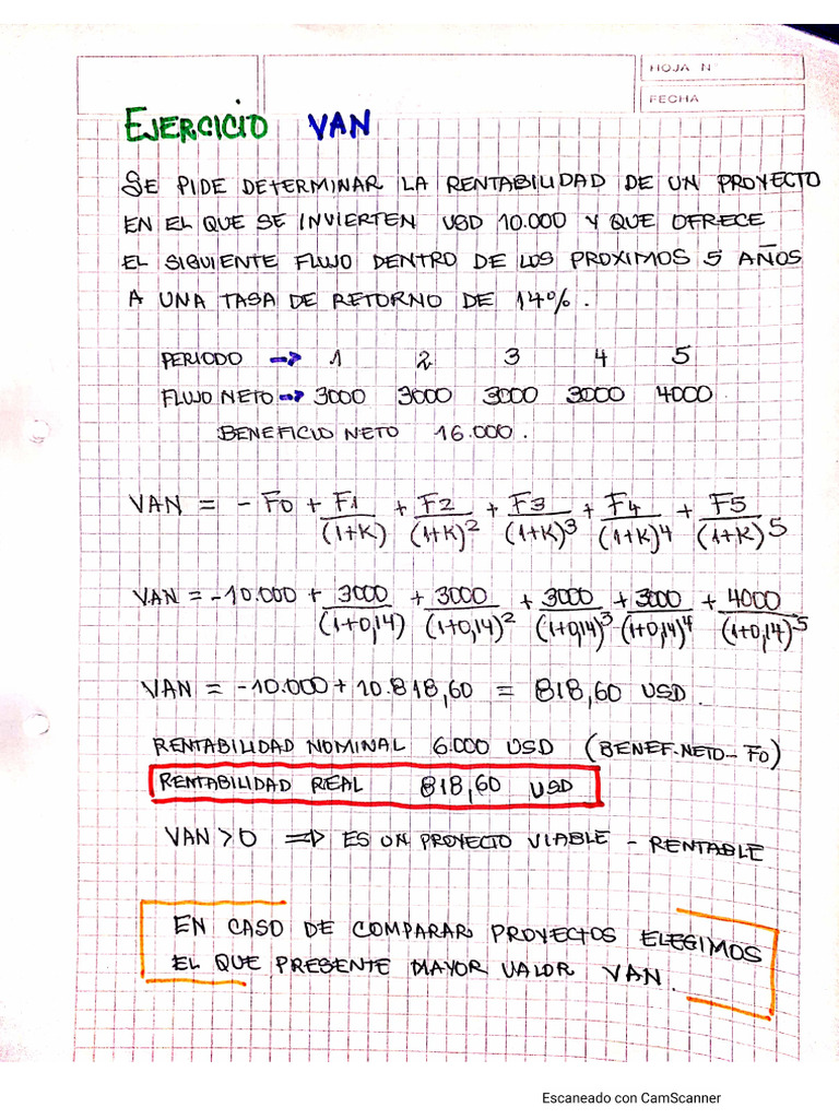Ejercicios VAN y TIR | PDF