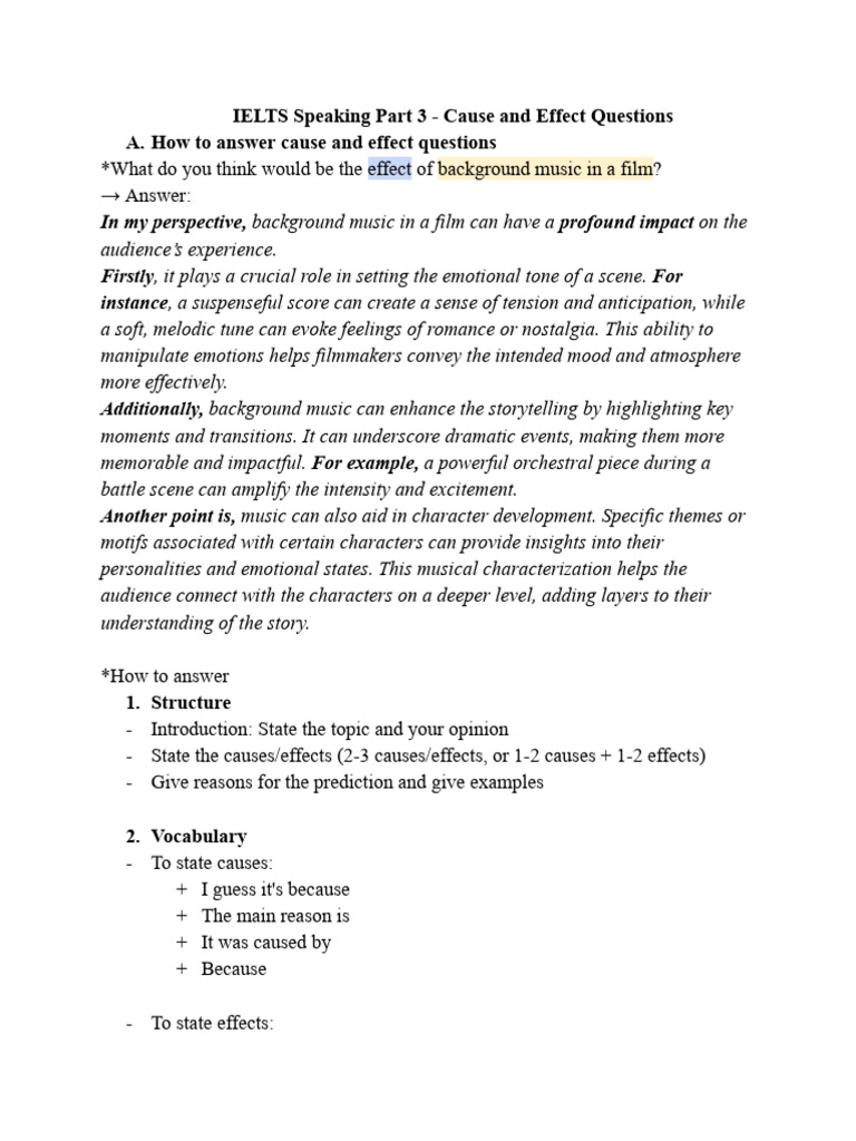 Speaking Part 3 - Cause_Effect | PDF