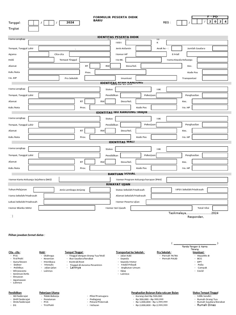 Formulir PPDB 2024 2025 | PDF