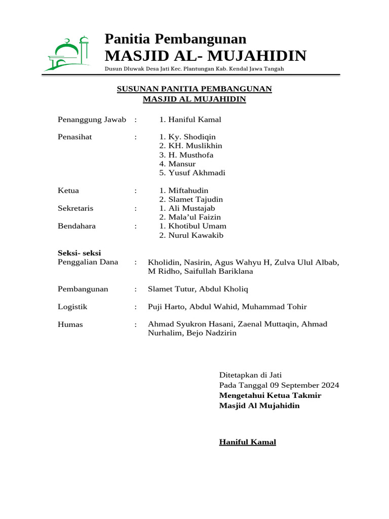 Susunan Panitia Pembangunan | PDF