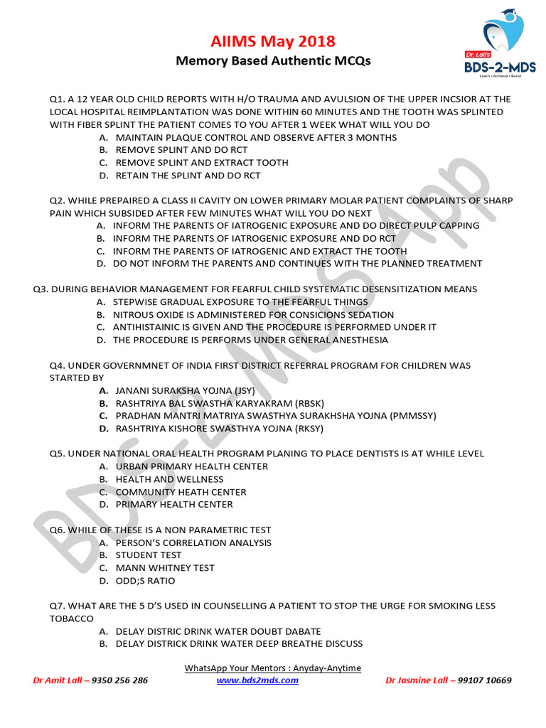 Aiims May 2018 - QP-1 | PDF