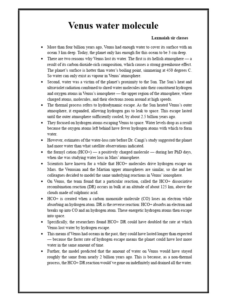 Venus Water Molecules (English) - 37471387 - 2024 - 09 - 07 - 07 - 05 ...