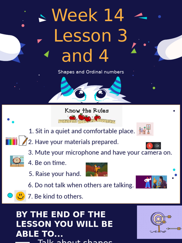 Lesson 3 - Shapes and Ordinal Numbers-1 | PDF