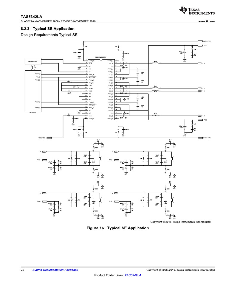 TAS5342LA Typical SE Deisgn | PDF