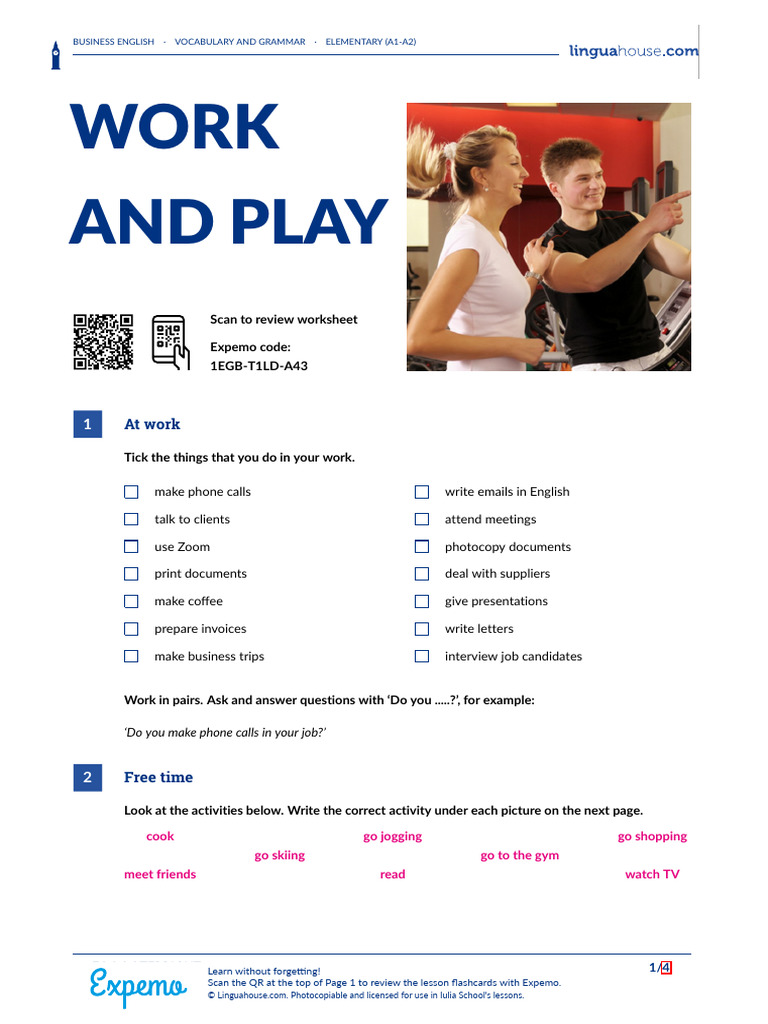 Work and Play British English Student A1 A2 | PDF
