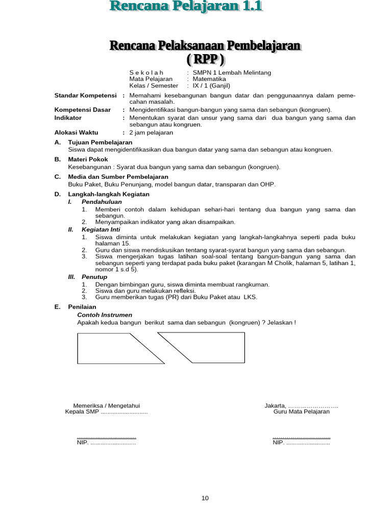 RPP Kelas IX SMT 1 | PDF